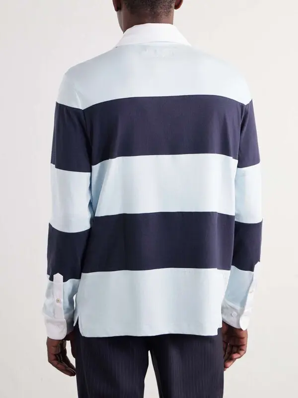 Rag & Bone Striped Cotton-jersey Polo Shirt