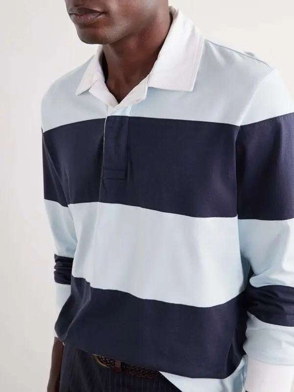 Rag & Bone Striped Cotton-jersey Polo Shirt