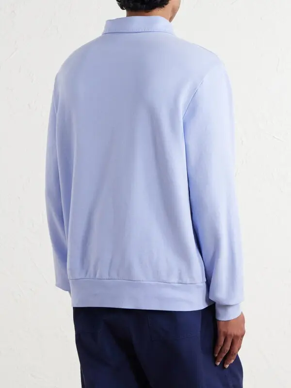 Polo Ralph Lauren Logo-embroidered Cotton-jersey Half-zip Sweatshirt - Blue