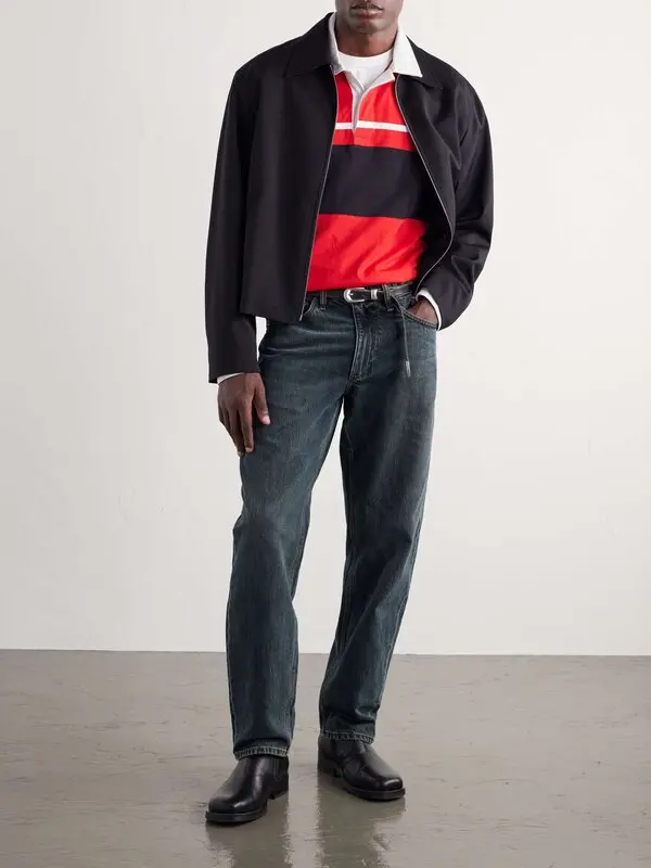 Rag & Bone Striped Cotton-jersey Polo Shirt - Red