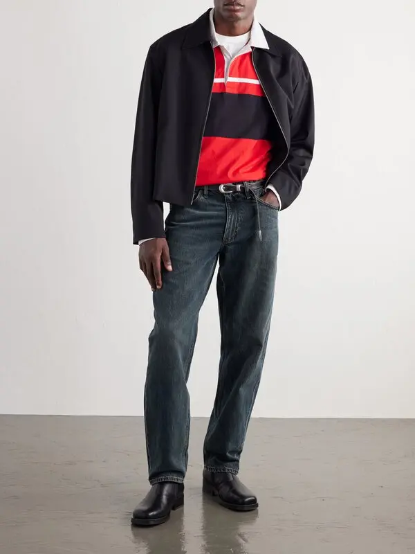 Rag & Bone Striped Cotton-jersey Polo Shirt - Red