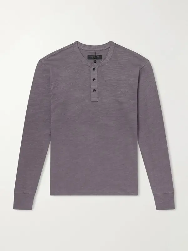 Rag & Bone Cotton-jersey Henley T-shirt - Gray