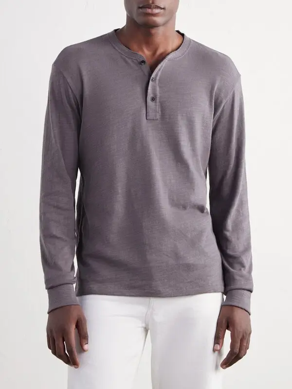 Rag & Bone Cotton-jersey Henley T-shirt - Gray