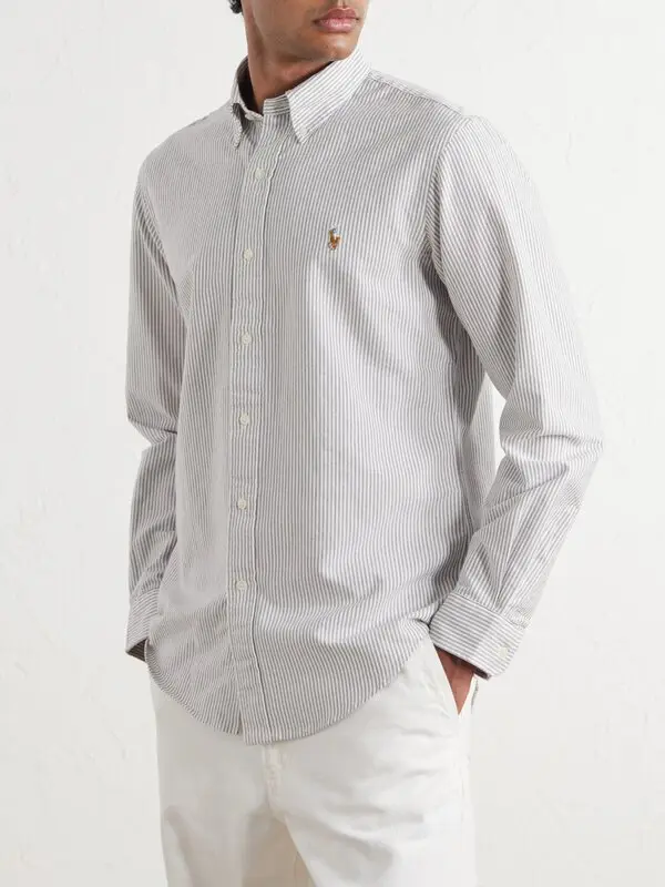 Polo Ralph Lauren Logo-embroidered Striped Cotton Shirt - White