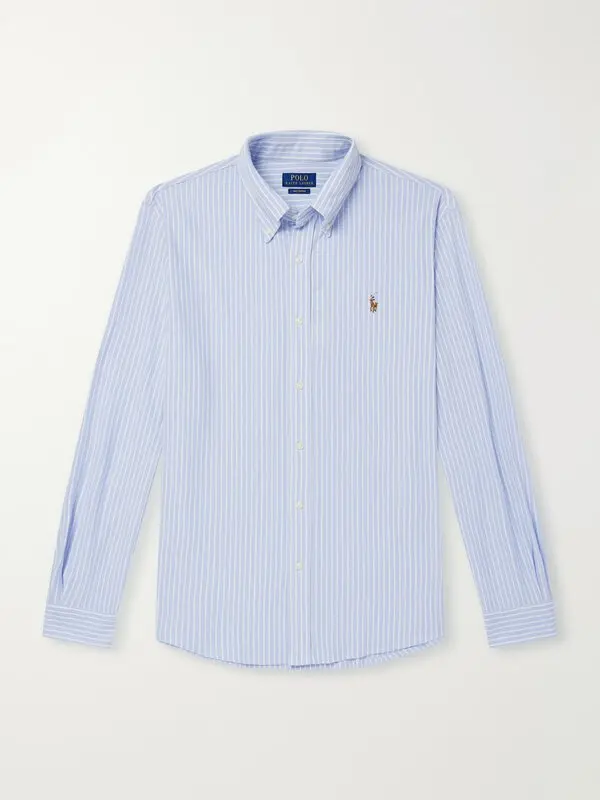 Polo Ralph Lauren Logo-embroidered Striped Cotton Shirt - Blue