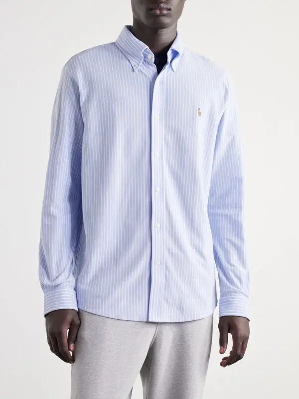 Polo Ralph Lauren Logo-embroidered Striped Cotton Shirt - Blue
