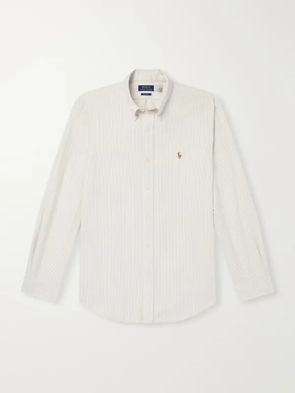 Polo Ralph Lauren Logo-embroidered Striped Cotton Oxford Shirt - White