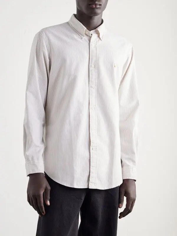 Polo Ralph Lauren Logo-embroidered Striped Cotton Oxford Shirt - White