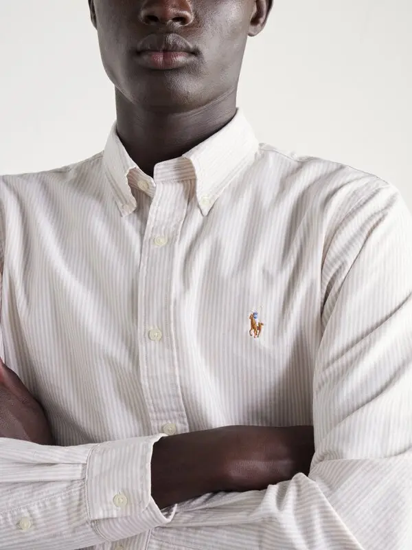 Polo Ralph Lauren Logo-embroidered Striped Cotton Oxford Shirt - White