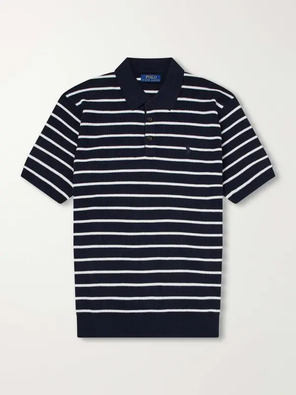 Polo Ralph Lauren Logo-embroidered Striped Ribbed Cotton Polo Shirt