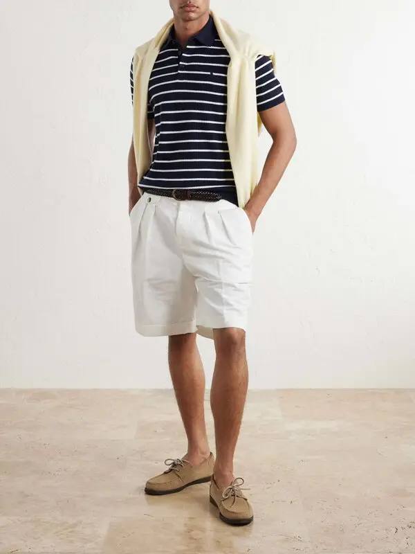 Polo Ralph Lauren Logo-embroidered Striped Ribbed Cotton Polo Shirt