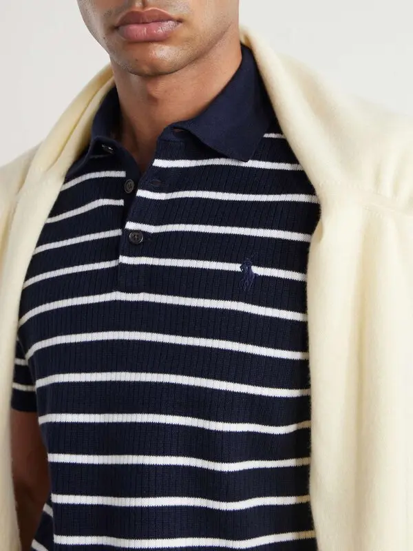 Polo Ralph Lauren Logo-embroidered Striped Ribbed Cotton Polo Shirt