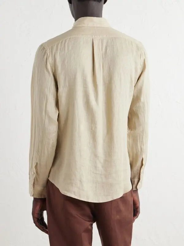 Polo Ralph Lauren Button-down Logo-embroidered Linen Shirt - Neutrals