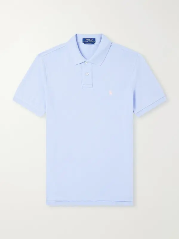 Polo Ralph Lauren Logo-embroidered Cotton Polo Shirt - Blue