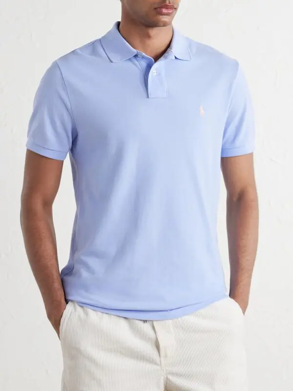 Polo Ralph Lauren Logo-embroidered Cotton Polo Shirt - Blue