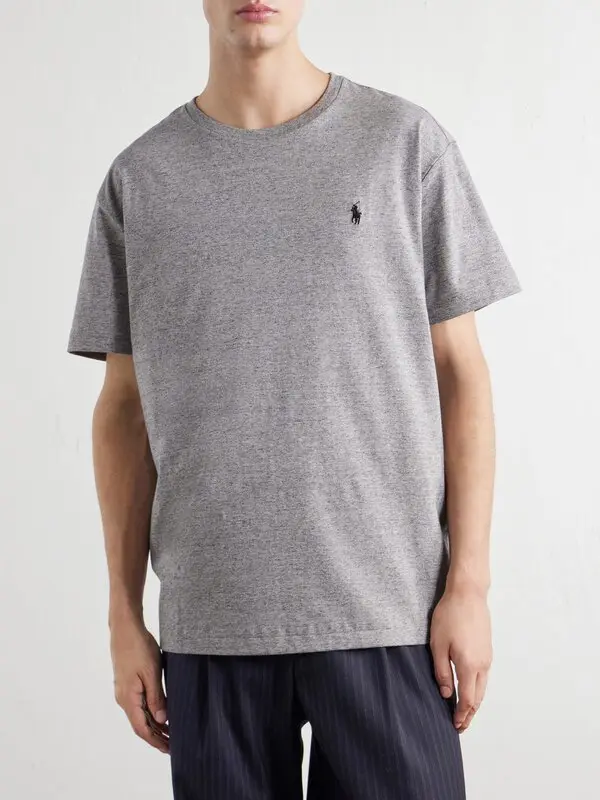 Polo Ralph Lauren Logo-embroidered Cotton-jersey T-shirt - Gray