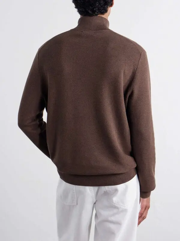 Polo Ralph Lauren Logo-embroidered Textured-cotton Half-zip Sweater