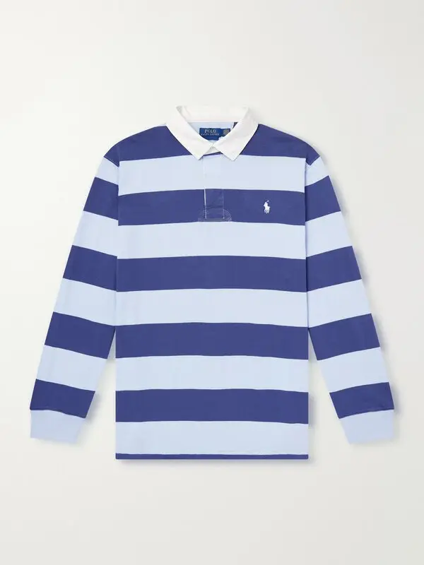 Polo Ralph Lauren Logo-embroidered Striped Cotton-jersey Polo Sweater