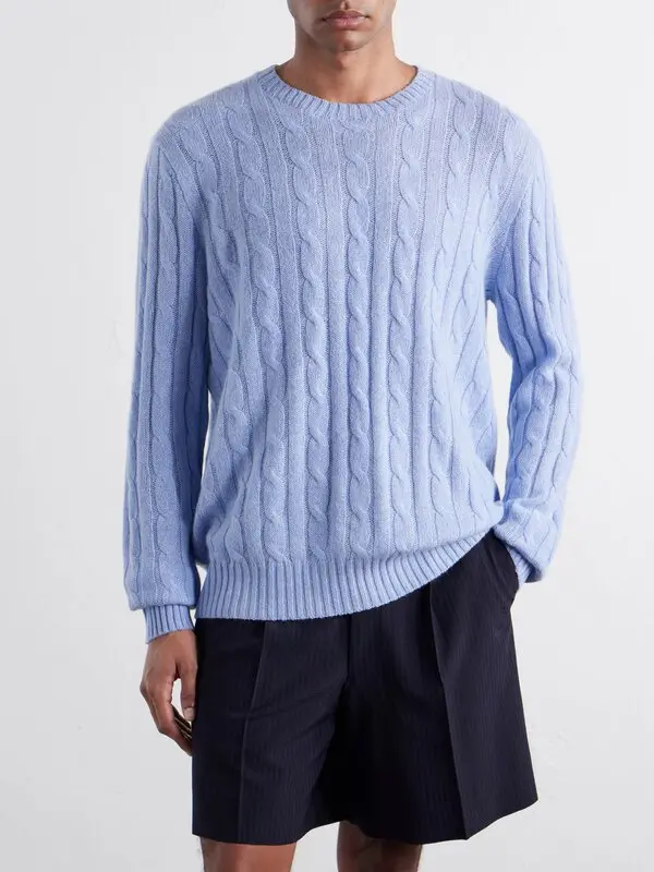 Polo Ralph Lauren Embroidered Cable-knit Cashmere Sweater