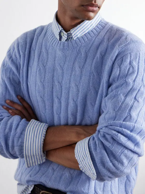 Polo Ralph Lauren Embroidered Cable-knit Cashmere Sweater