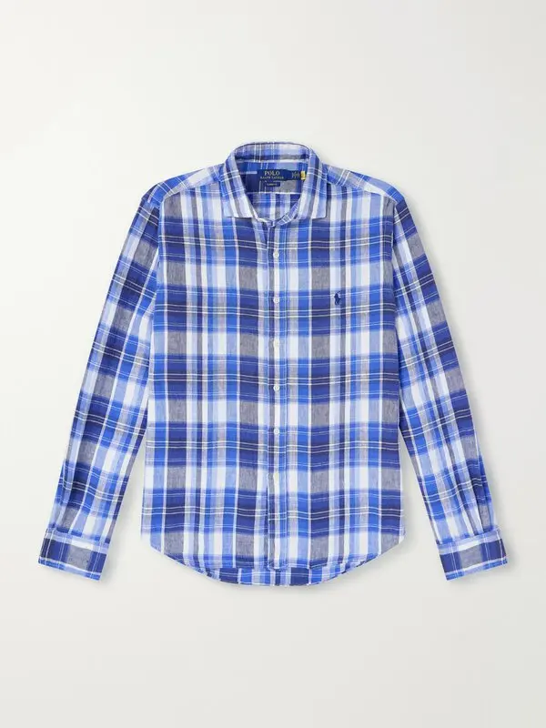 Polo Ralph Lauren Logo-embroidered Checked Linen Shirt