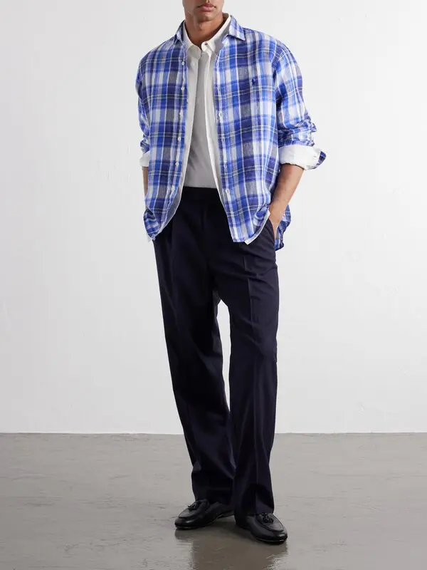 Polo Ralph Lauren Logo-embroidered Checked Linen Shirt
