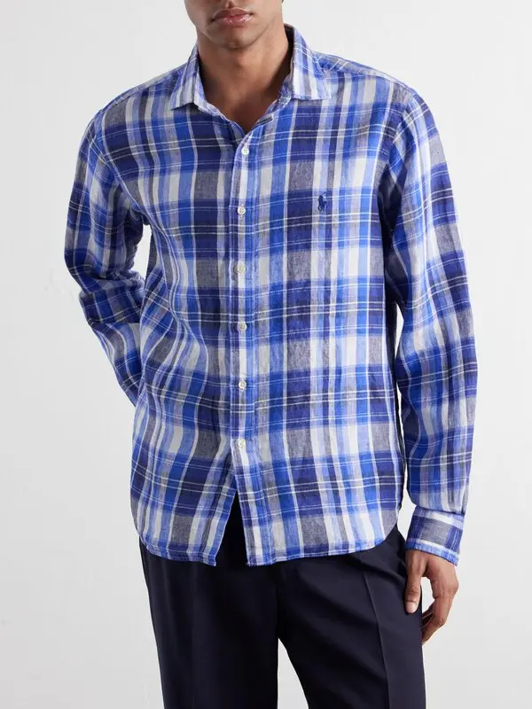 Polo Ralph Lauren Logo-embroidered Checked Linen Shirt