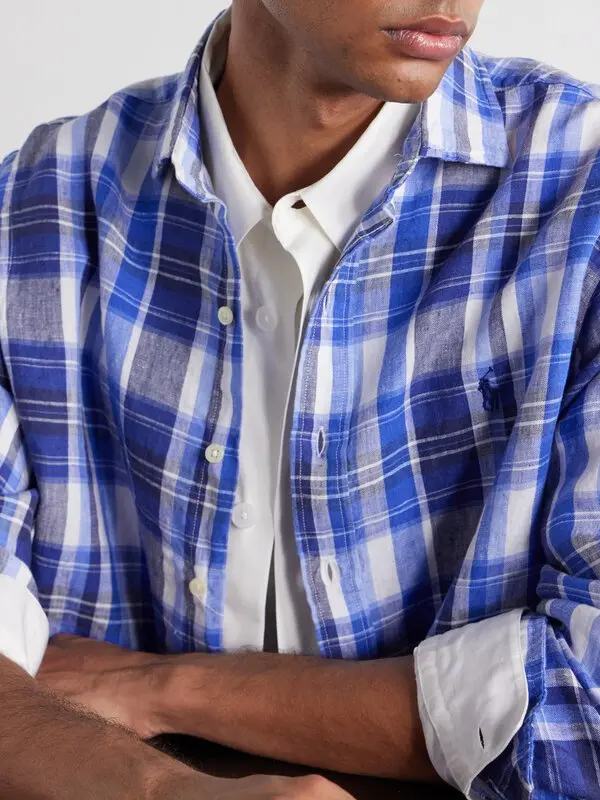 Polo Ralph Lauren Logo-embroidered Checked Linen Shirt