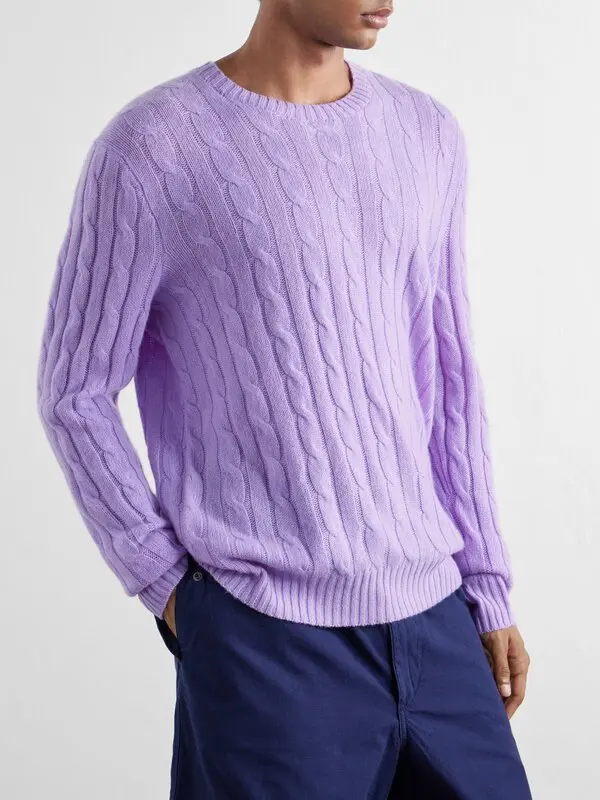 Polo Ralph Lauren Logo-embroidered Cable-knit Cashmere Sweater