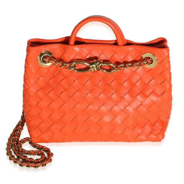 Bottega Veneta Nappa Intrecciato Andiamo With Chain - Orange