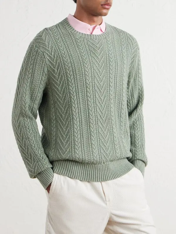Polo Ralph Lauren Cable-knit Cotton And Linen-blend Sweater