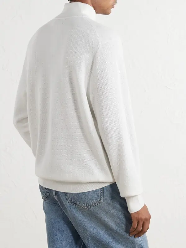 Polo Ralph Lauren Embroidered Cotton Half-zip Sweater - White