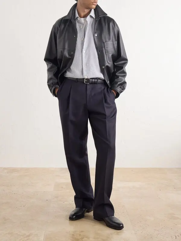 Eleventy Striped Lyocell And Cotton-blend Shirt