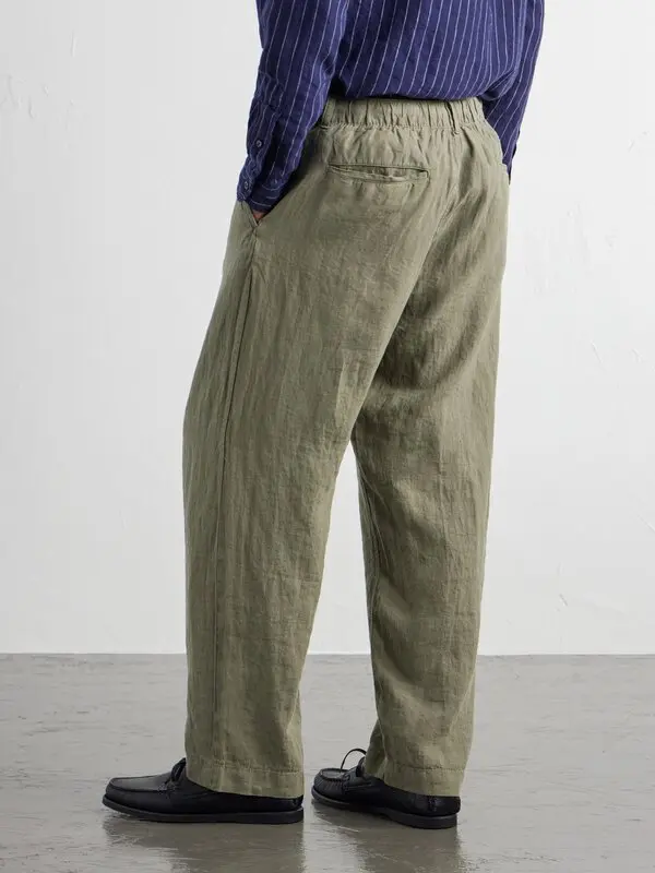 Polo Ralph Lauren The Lateef Straight-leg Pleated Linen Drawstring Trousers - Green
