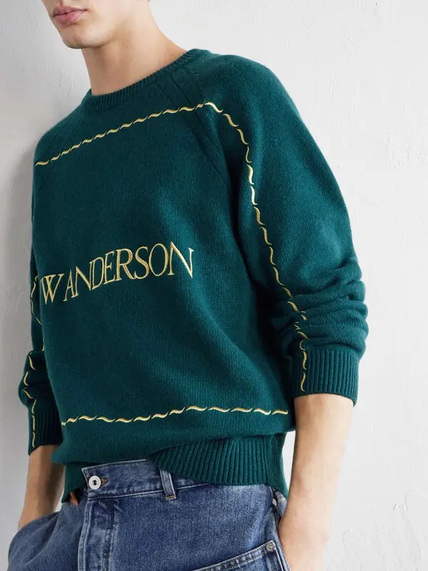 JW Anderson Logo Embroidered Wool Sweater
