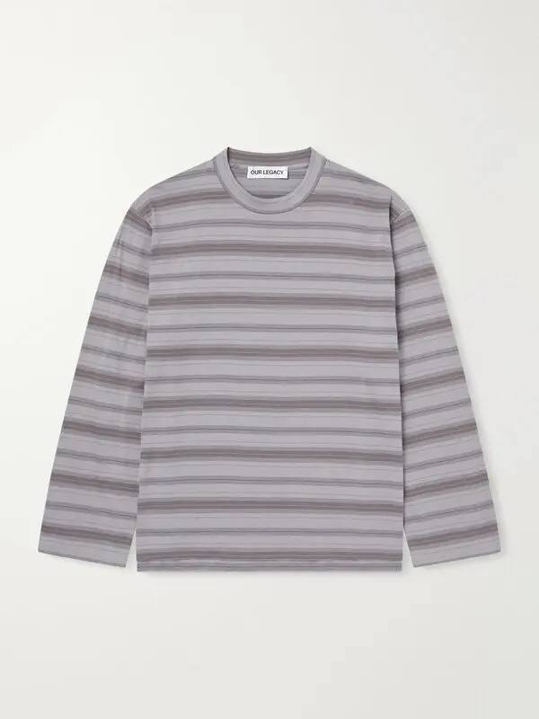 Our Legacy Striped Cotton-jersey T-shirt - Gray