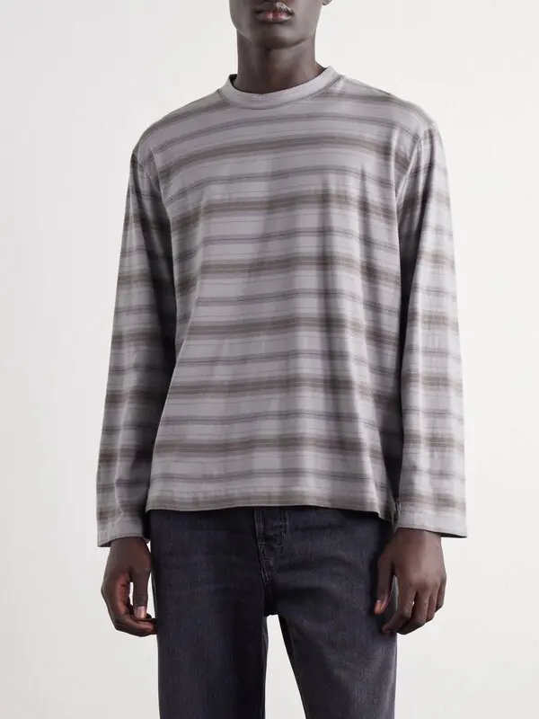 Our Legacy Striped Cotton-jersey T-shirt - Gray