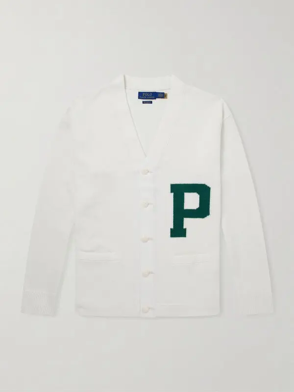 Polo Ralph Lauren Logo-intarsia Cotton Cardigan - Neutrals