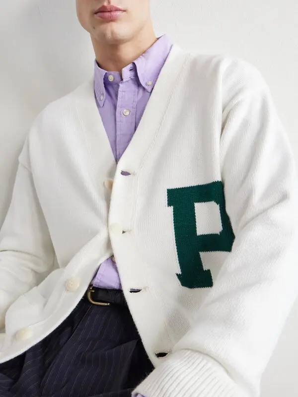 Polo Ralph Lauren Logo-intarsia Cotton Cardigan - Neutrals