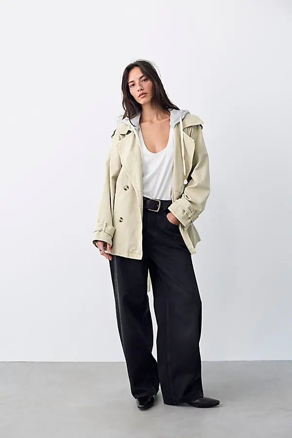 Free People We The Free Lantern Hooded Trench Jacket