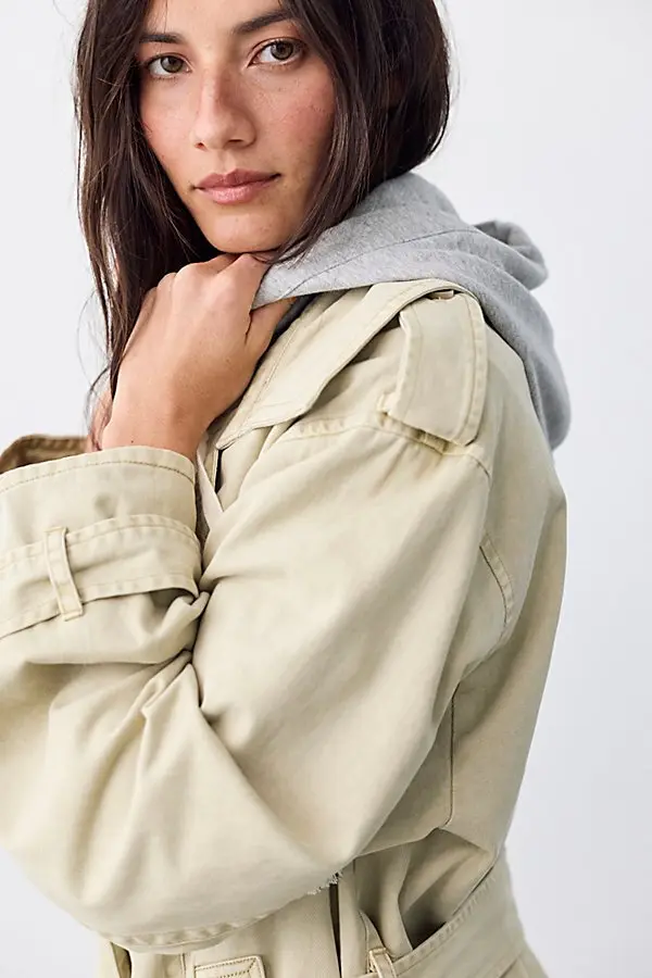 Free People We The Free Lantern Hooded Trench Jacket