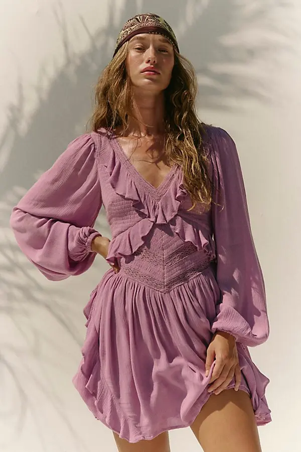 Free People Marsai Mini Dress With Ruffled Accents - Spring Fling