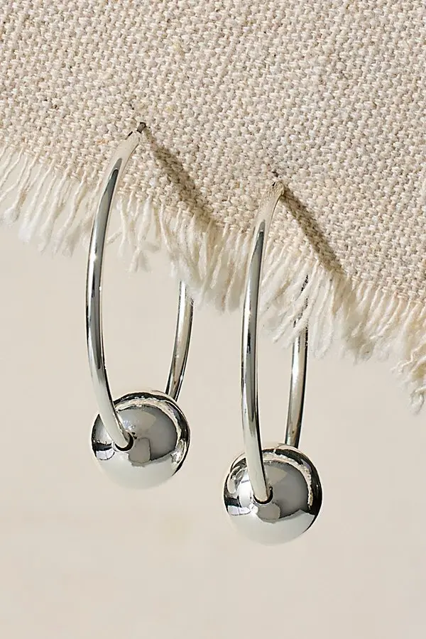 Free People Angie Gold Plated Hoops - Silver