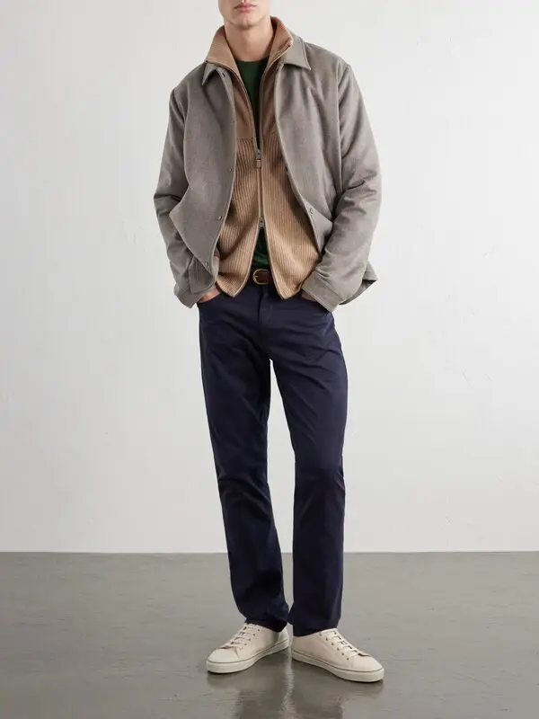 Canali Wool And Cashmere-blend Zip-up Sweater - Neutrals