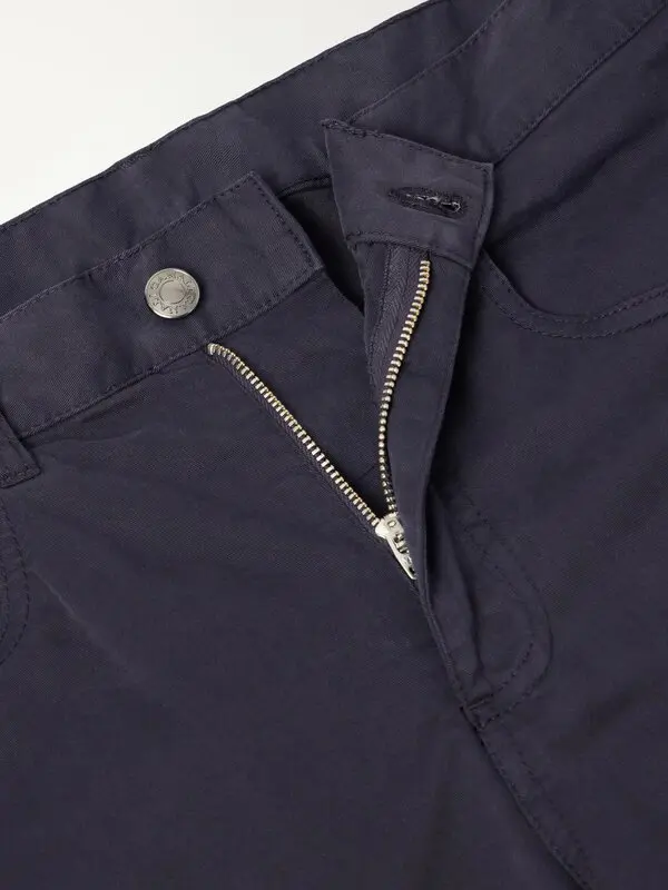 Canali Tapered Stretch Cotton-twill Trousers - Blue