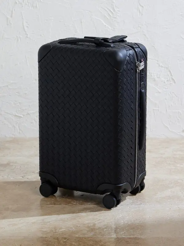 Bottega Veneta Odyssea Intrecciato Leather Suitcase - Black