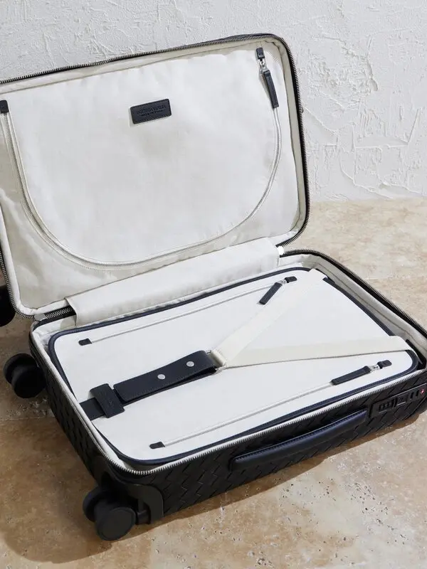 Bottega Veneta Odyssea Intrecciato Leather Suitcase - Black