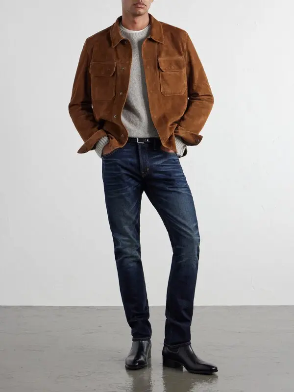 TOM FORD Panelled Suede Jacket - Brown