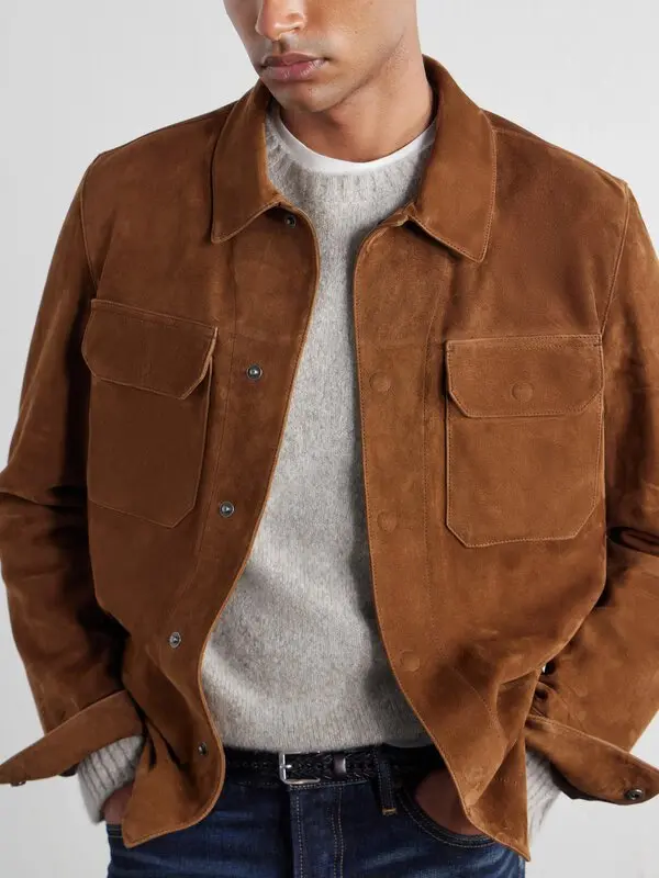 TOM FORD Panelled Suede Jacket - Brown