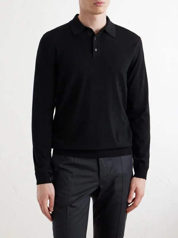 SLOWEAR Slim-fit Icecotton Piqué Polo Shirt - Black